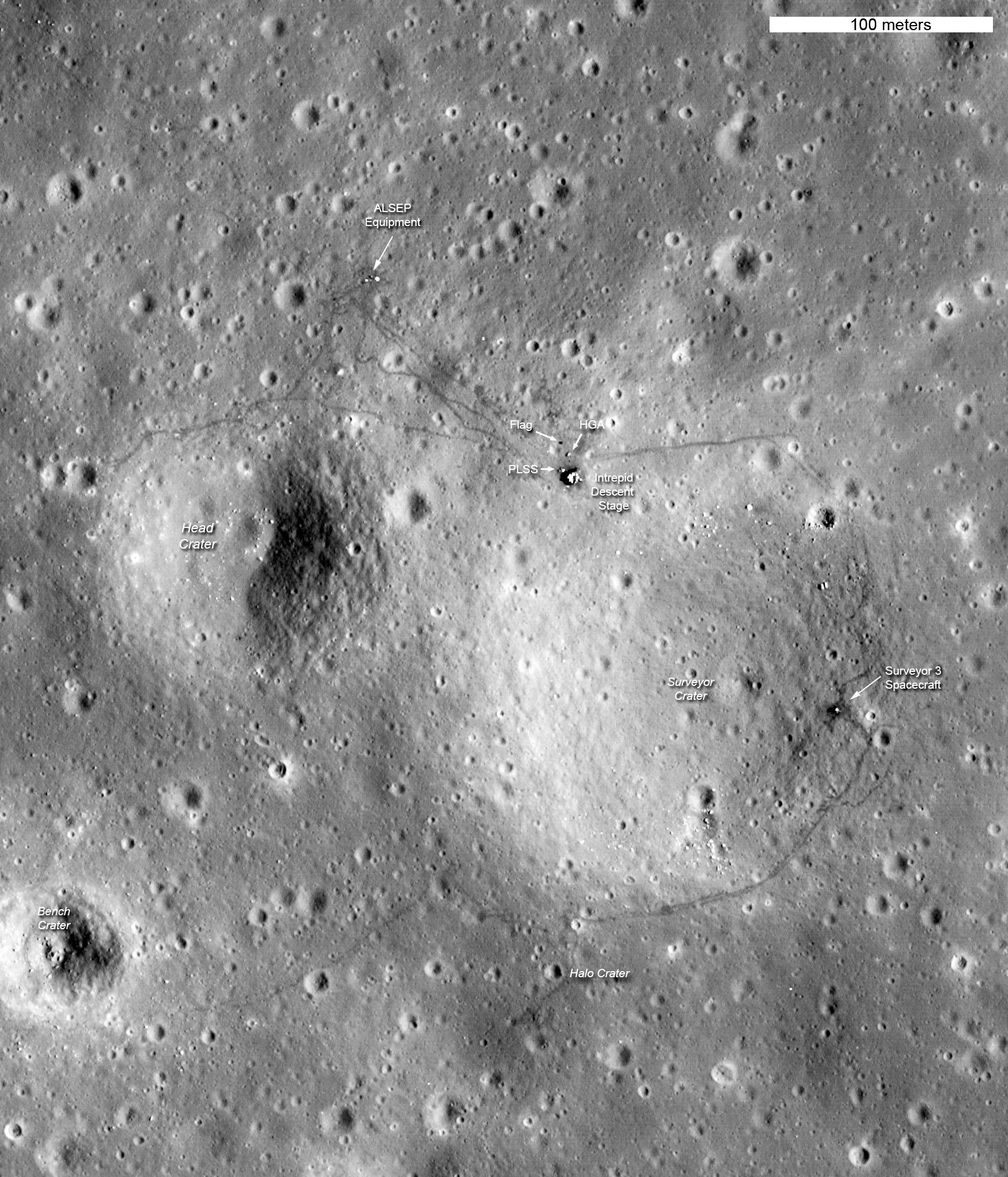 APOLLO 12: sito di allunaggio visto dalla sonda LRO | Kosmo Magazine